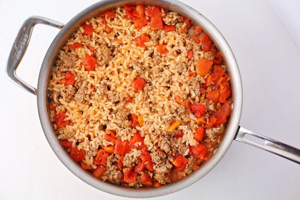 One-Pot Ground Beef and Feta Risotto - Flavorful Home