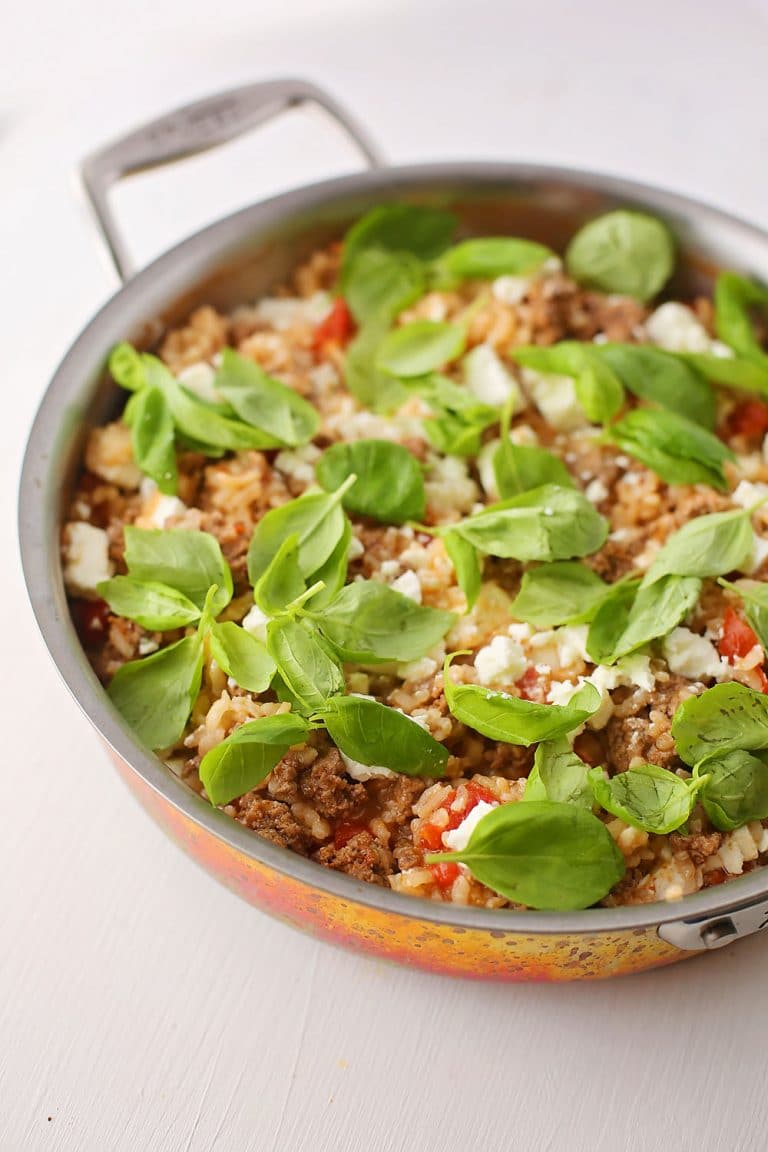 One-Pot Ground Beef and Feta Risotto - Flavorful Home